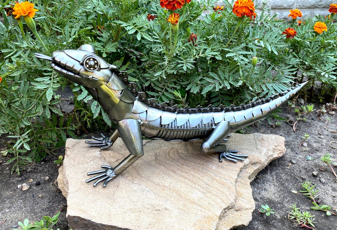 Steampunk Lizard Metal Sculpture: Handmade Recycled Reptile Art - Etsy