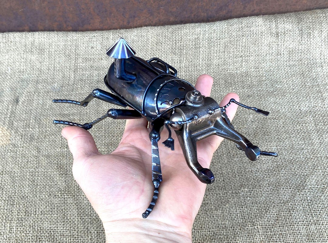 Metal Stag Beetle Sculpture, Steampunk Insect Art, Handmade Welding ...