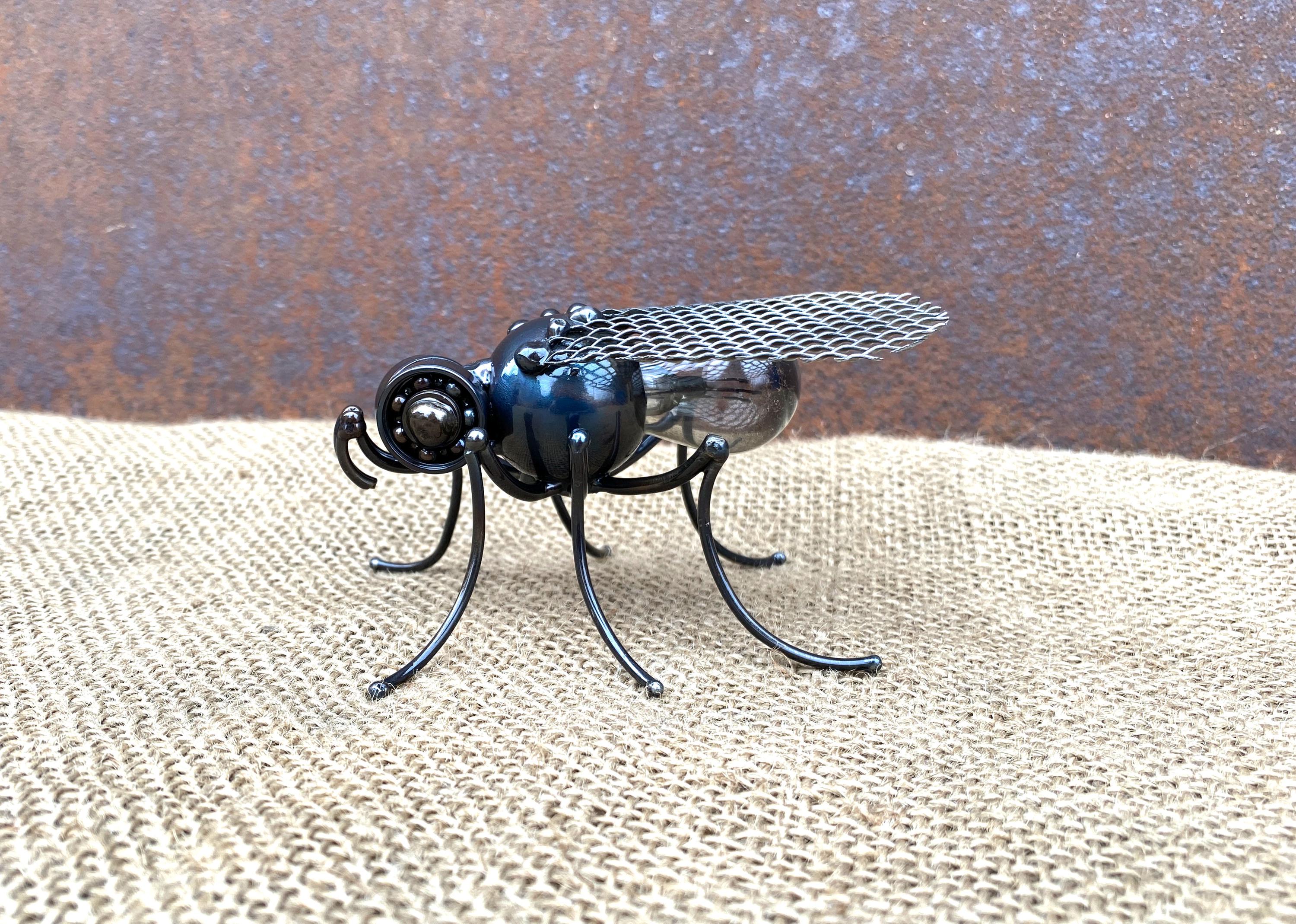 Fly Steampunk Metal Sculpture - Welded Insect Art, Industrial Decor ...