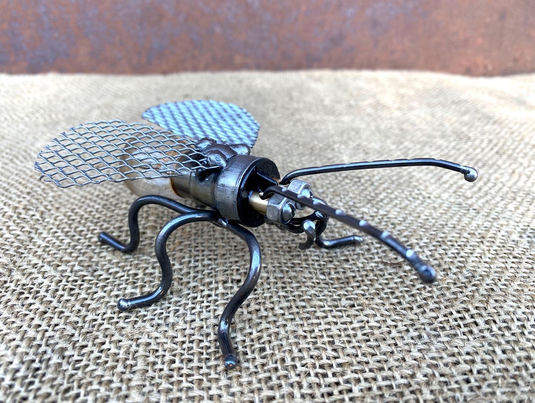 Steampunk Metal Firefly Sculpture – Metal Art, Handmade Welded Insect ...
