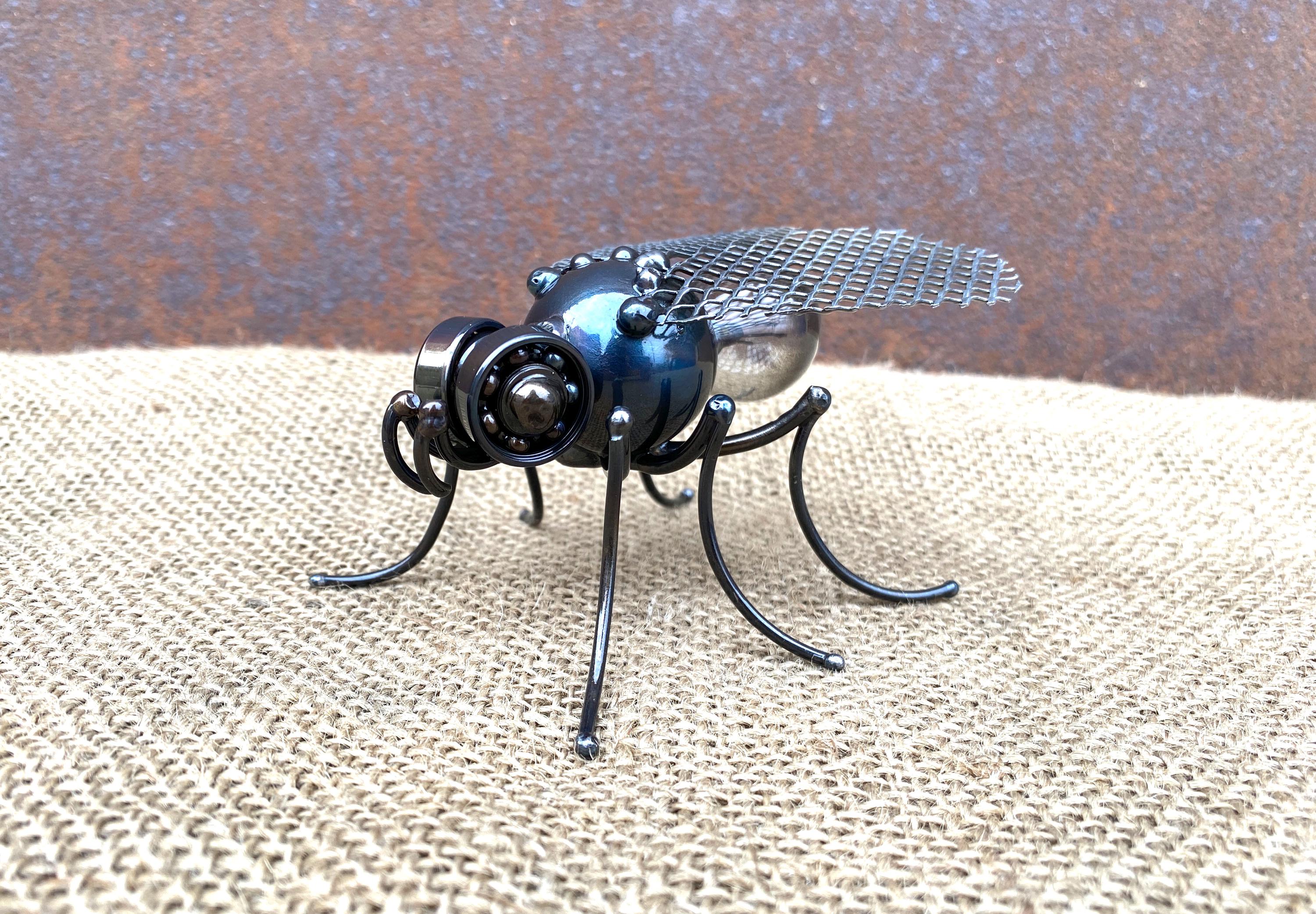 Fly Steampunk Metal Sculpture - Welded Insect Art, Industrial Decor ...