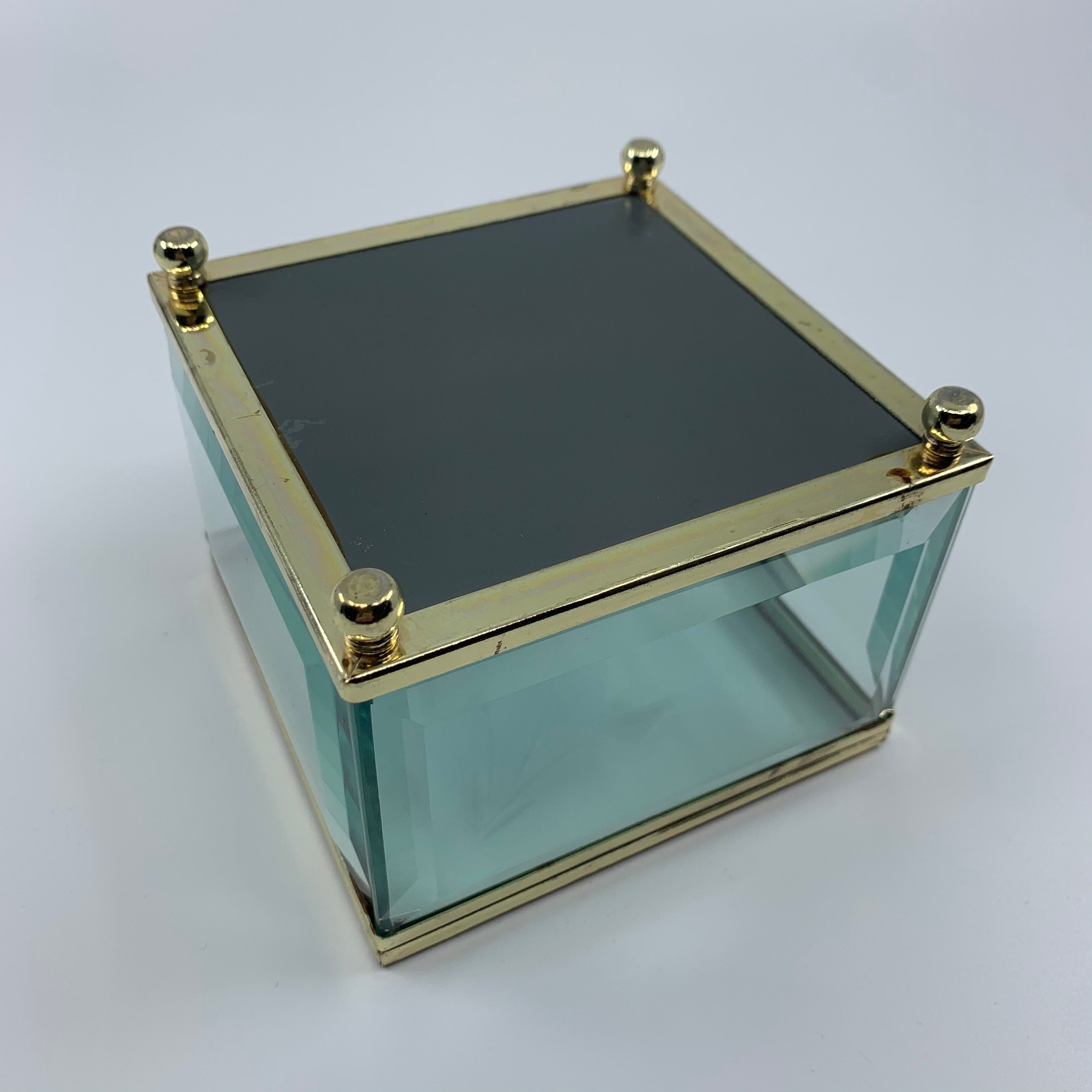 Etched and Beveled Glass Curio Box Jewelry Case FREE SHIPPING - Etsy