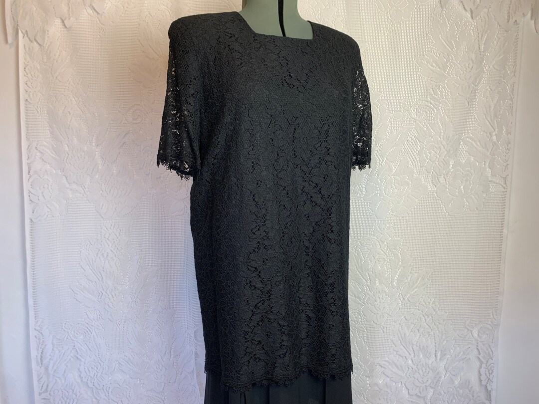 Whimsigoth Black Lace Witch Dressdrop Waist Pleated Skirt Nineties ...