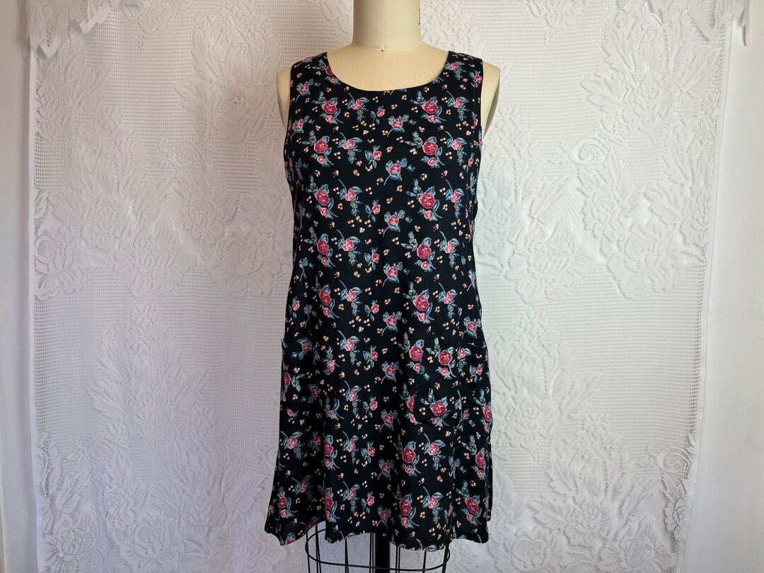 Whimsigoth Mini Dress 90s Witchy Floral Rayon Sleeveless Nineties ...