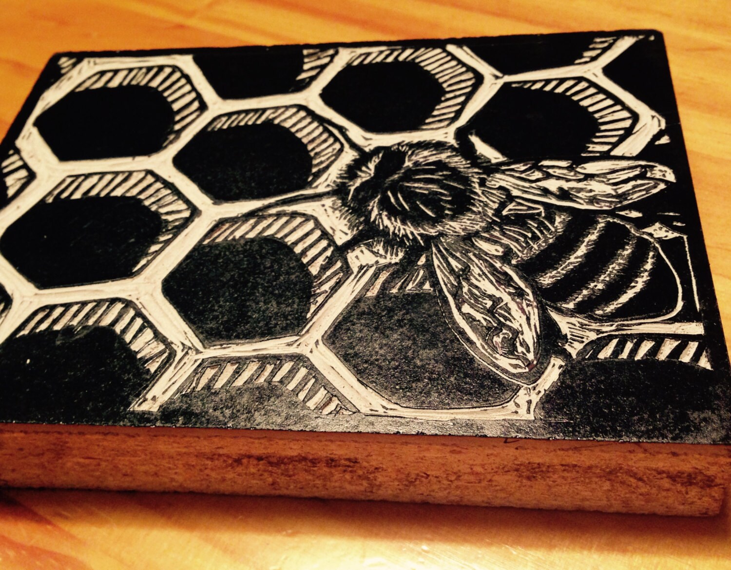 Honey Bee Linocut Art Print to Benefit the Honeybee - Etsy