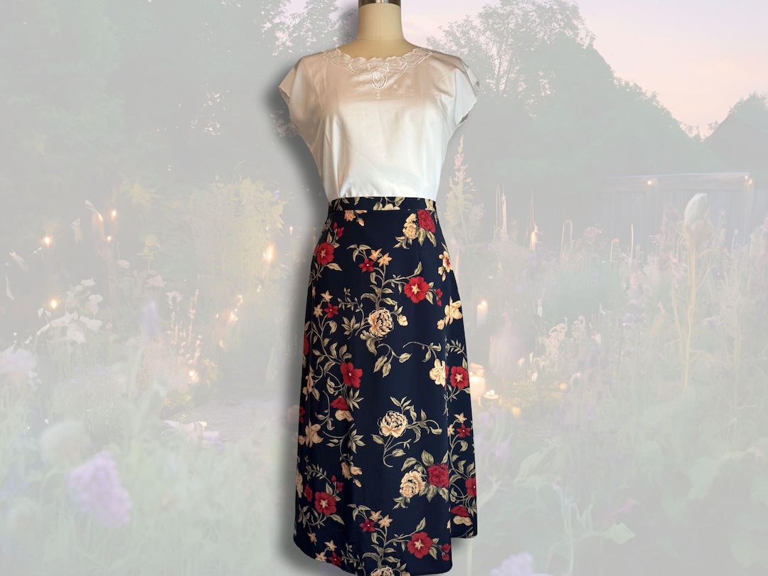 Vintage Skirt 1990s Practical Magic Witchy Floral Maxi Plus Size ...