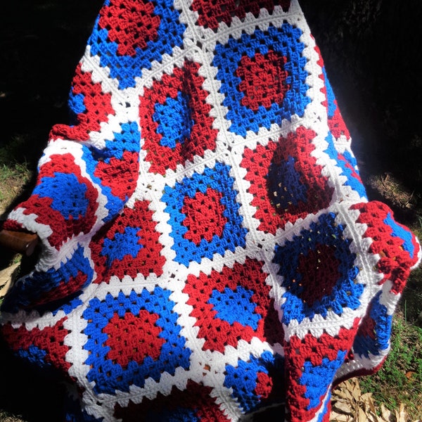 Red White and Blue Granny Square Blanket - Etsy