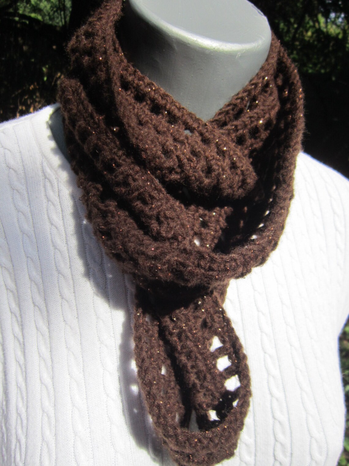 Brown Scarf Thin Brown Sparkly Infinity Scarf Lightweight - Etsy