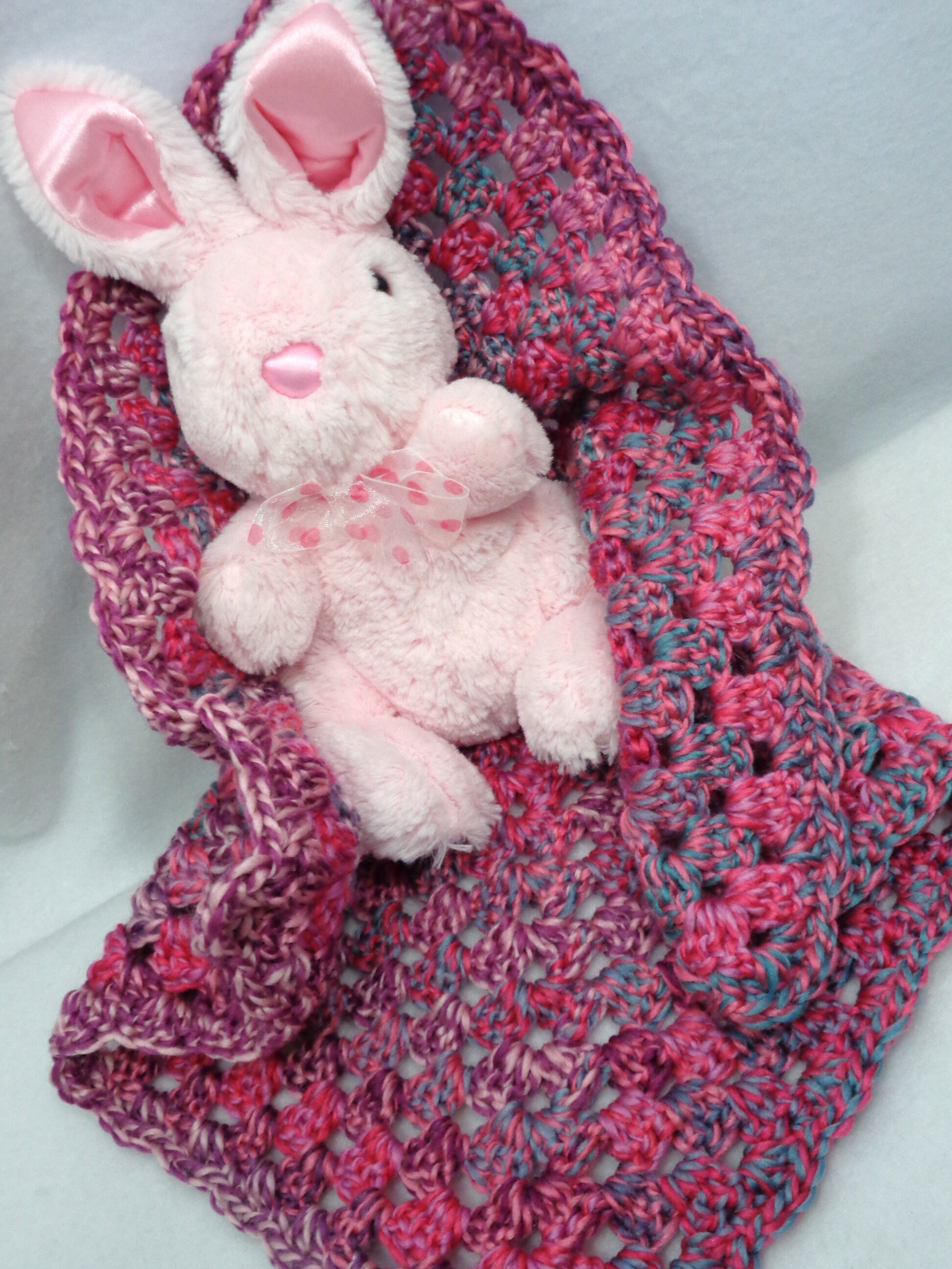 Pink Bunny Rabbit with Crochet BlanketEaster Present for | Etsy
