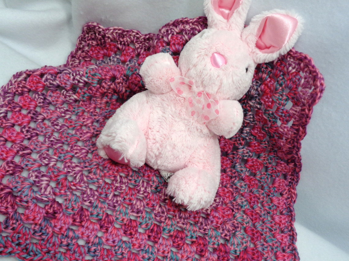 Pink Bunny Rabbit With Crochet Blanketeaster Present for - Etsy