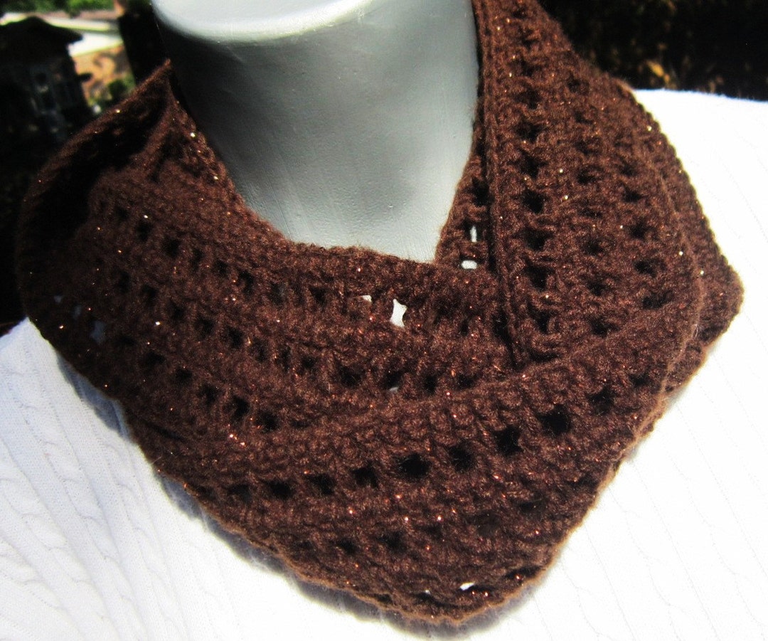 Brown Scarf, Thin Brown Sparkly Infinity Scarf, Lightweight Indoor or ...