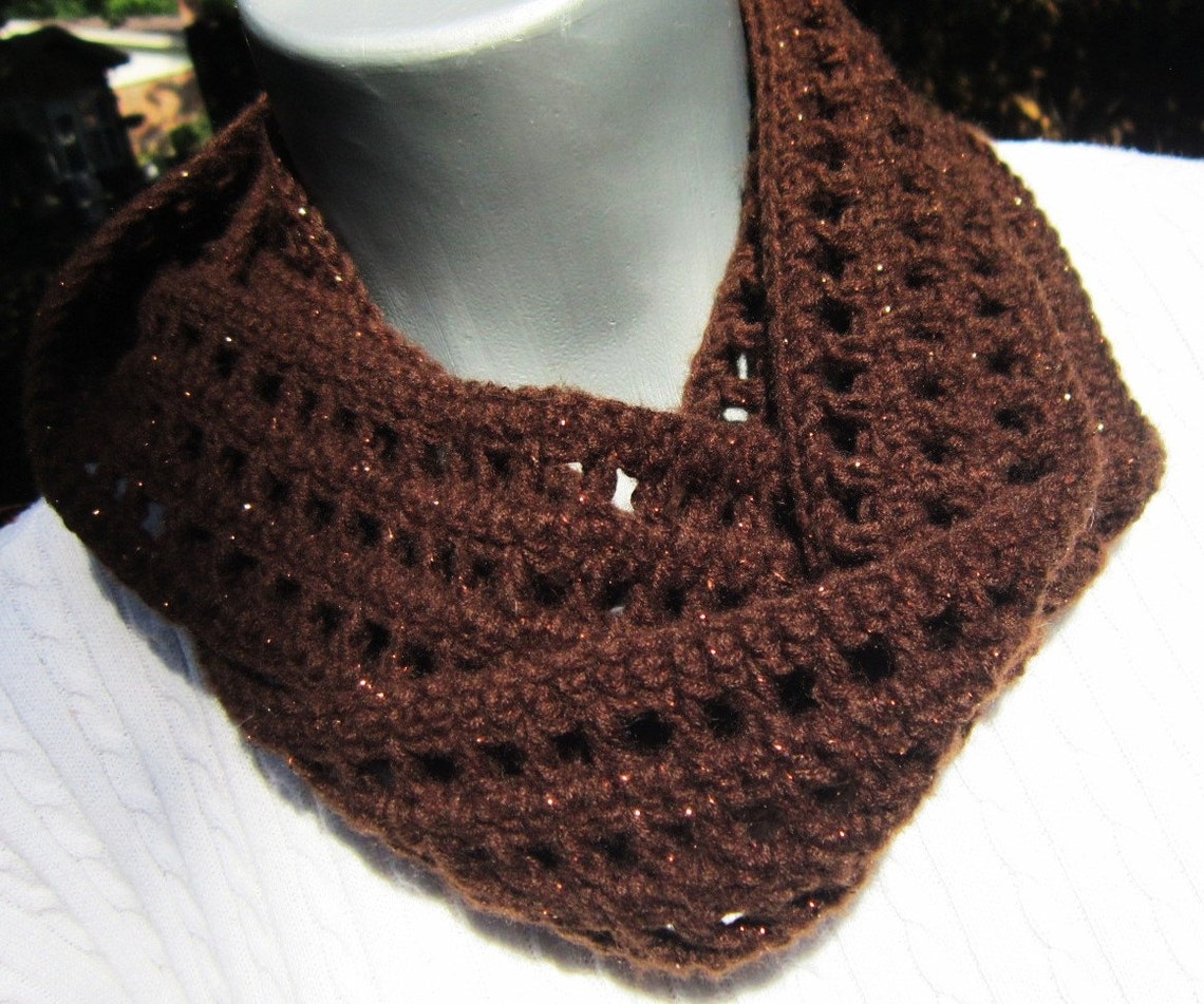 Brown Scarf Thin Brown Sparkly Infinity Scarf Lightweight - Etsy