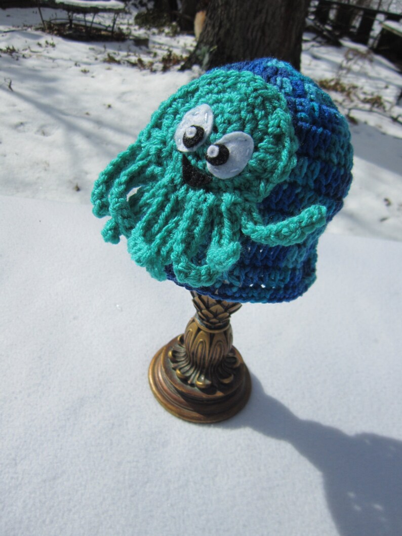 Blue Baby Hat With Octopus Green Octopus on a Beanie Cap - Etsy