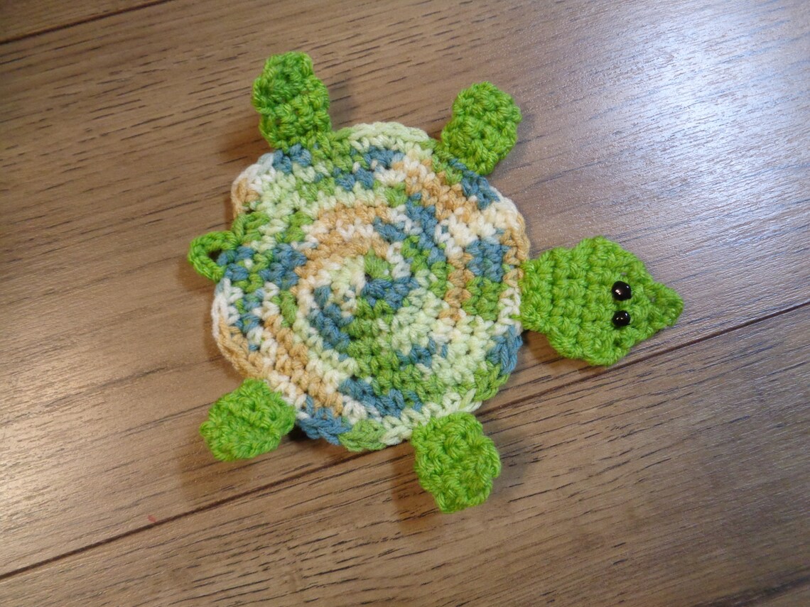 Turtle Mug Rug Crochet Coaster for Your Mug Multicolor Mug - Etsy