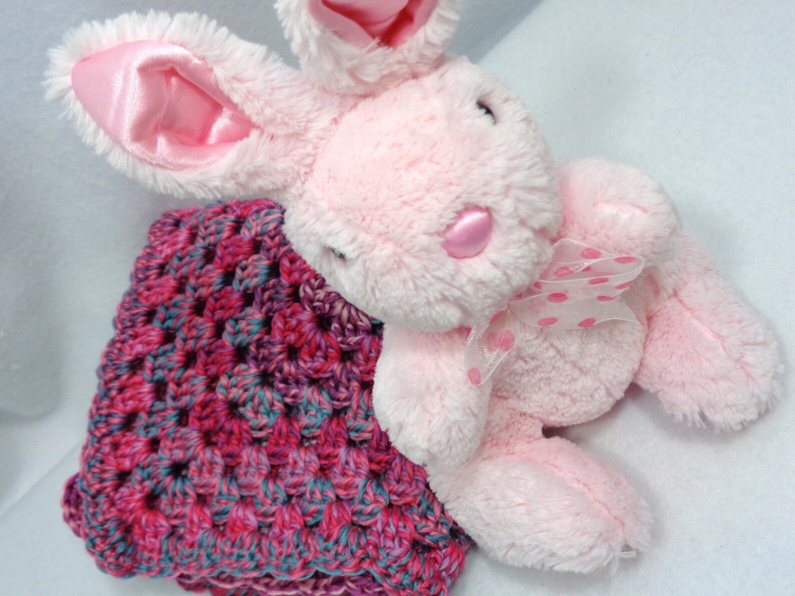 Pink Bunny Rabbit With Crochet Blanketeaster Present for - Etsy
