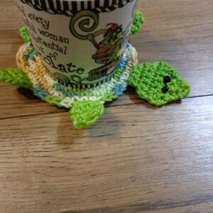 Turtle Mug Rug, Crochet Coaster for Your Mug, Multicolor Mug Rug, Gift ...