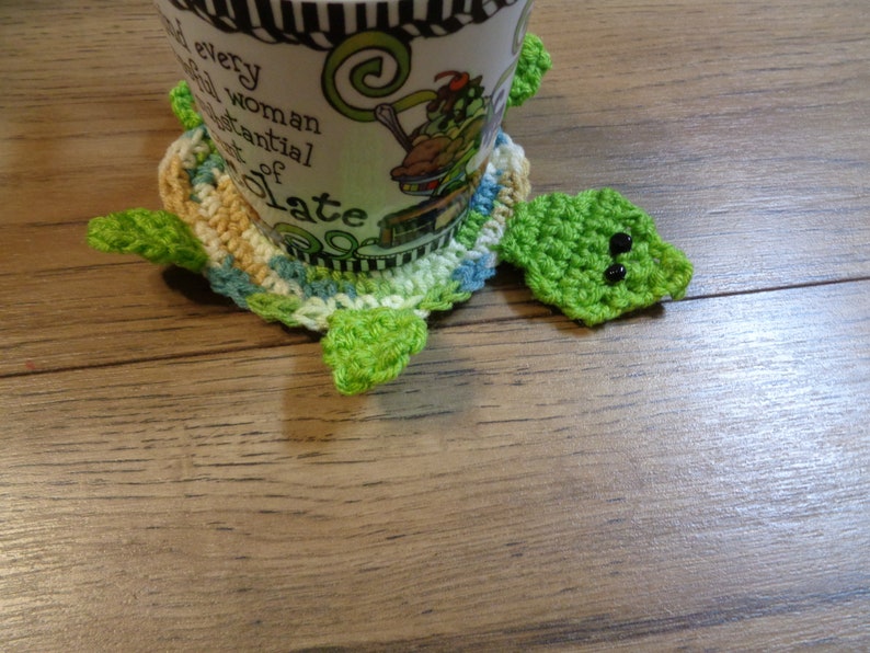 Turtle Mug Rug Crochet Coaster for Your Mug Multicolor Mug - Etsy