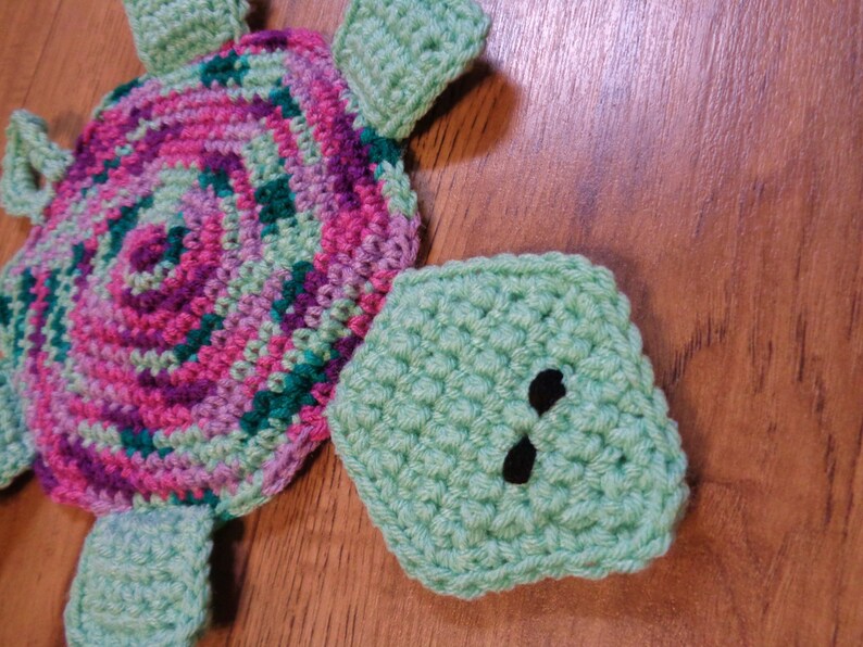 Turtle Hot Pad Crocheted Spring Colors Pot Holder Gift for - Etsy