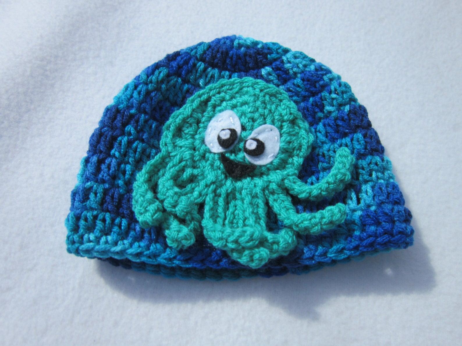 Blue Baby Hat With Octopus Green Octopus on a Beanie Cap - Etsy