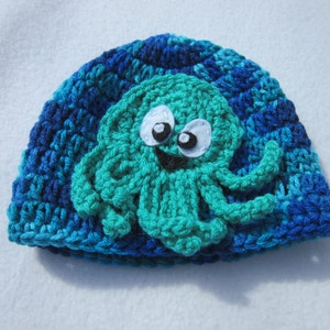 Blue Baby Hat With Octopus, Green Octopus on a Beanie Cap, MADE TO ...