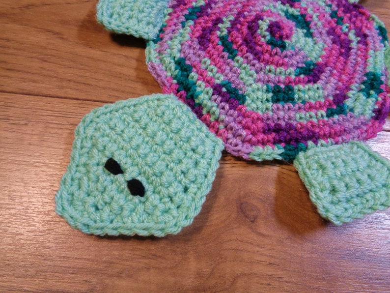 Turtle Hot Pad Crocheted Spring Colors Pot Holder Gift for - Etsy
