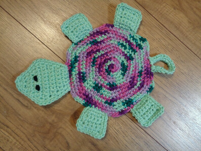 Turtle Hot Pad Crocheted Spring Colors Pot Holder Gift for - Etsy