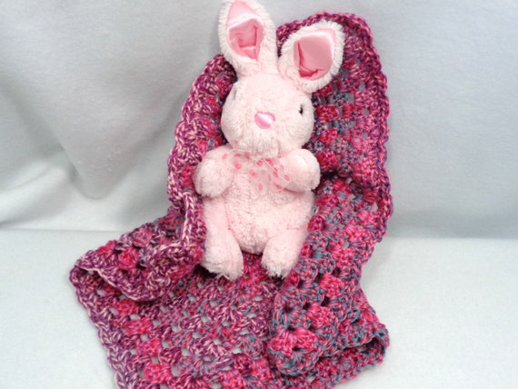 Pink Bunny Rabbit With Crochet Blanketeaster Present for | Etsy