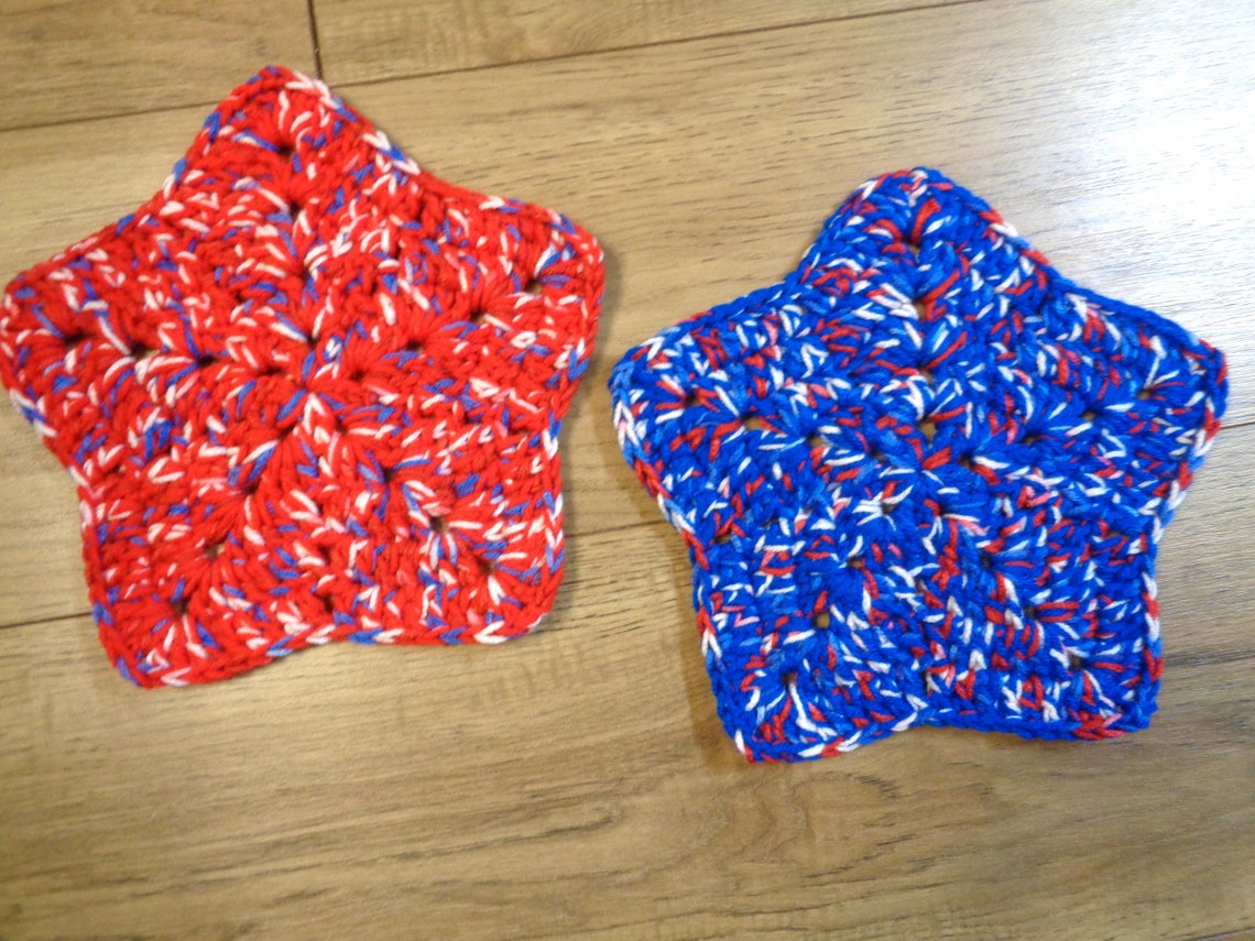 Red White and Blue Star Trivets Crochet Patriotic Table - Etsy
