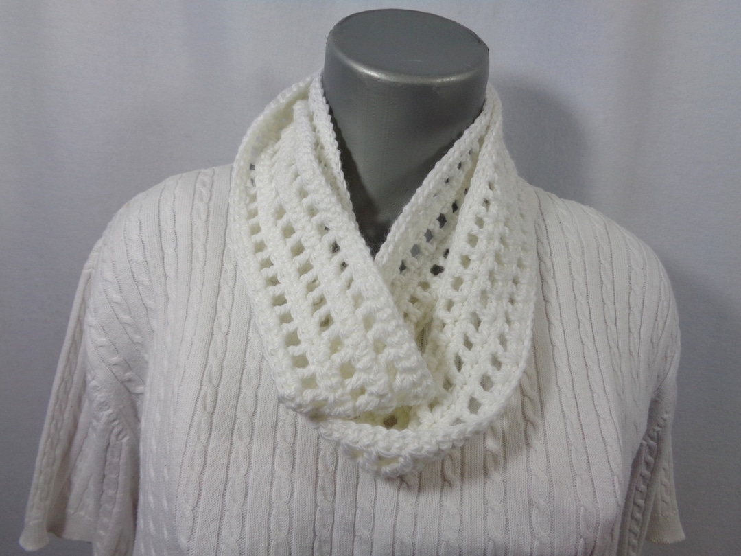 White or Black Scarf, Thin Infinity Scarf, Lightweight Indoor or ...