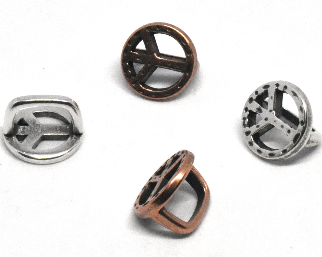 Peace Sign Slider for Licorice Leather – 16mm (Ø 10x7mm) – Jewelry ...