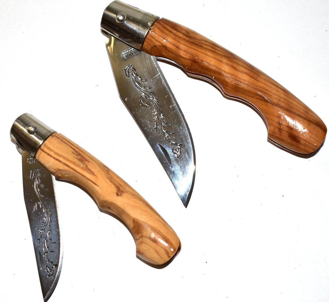 Pocket Folding Knife, Olive Tree Wood Handle, Choose From 2 Sizes, Made ...