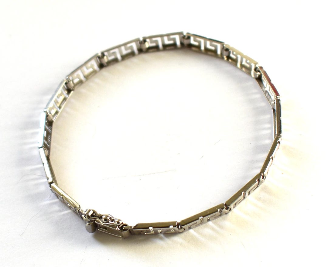 Sterling Silver Greek Key meander Bracelet 8long 4.0mm, Safety Lock ...