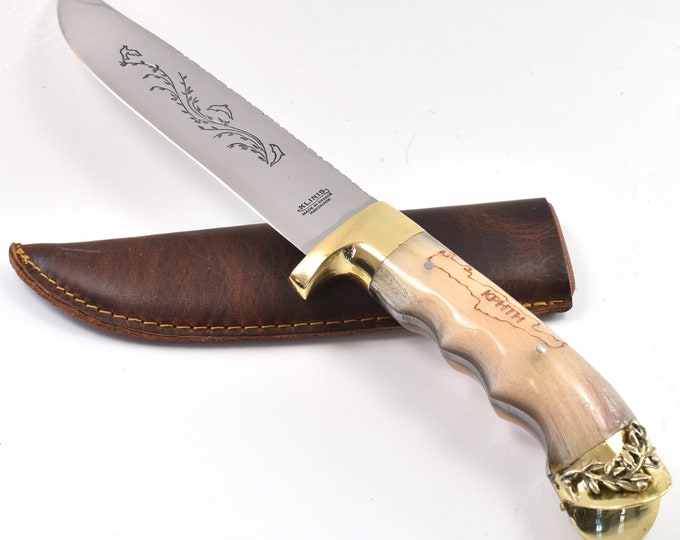 Cretan Knife the Queen Horn Handle 22 Cm Long With Brass Decoration - Etsy
