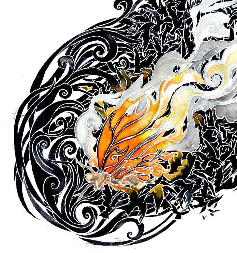 By Firelight -giclee PRINT of Original Watercolor Painting - Etsy