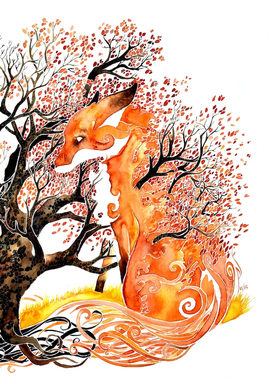 Forever Autumn giclee PRINT of original watercolor | Etsy