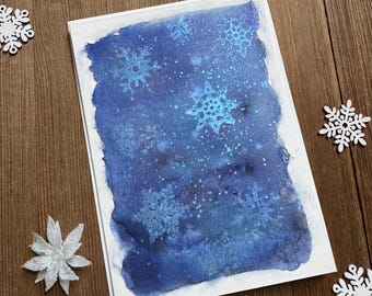 Hand-painted Watercolor Christmas Card, Winter Wonderland, Blank ...
