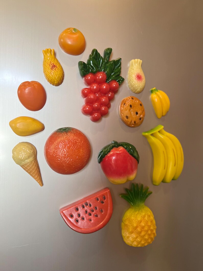 1970s Fruit/veg Refrigerator Magnets Set of Vintage Fridge Magnets ...