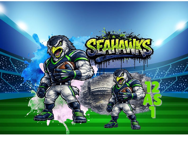 Seattle Seahawks Digital Art Bundle DTF PNG Download - Etsy
