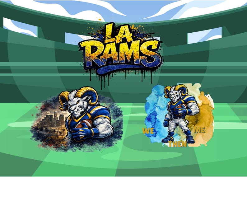 LA Rams Inspired Wall Art Bundle DTF PNG Digital Download Canva ...