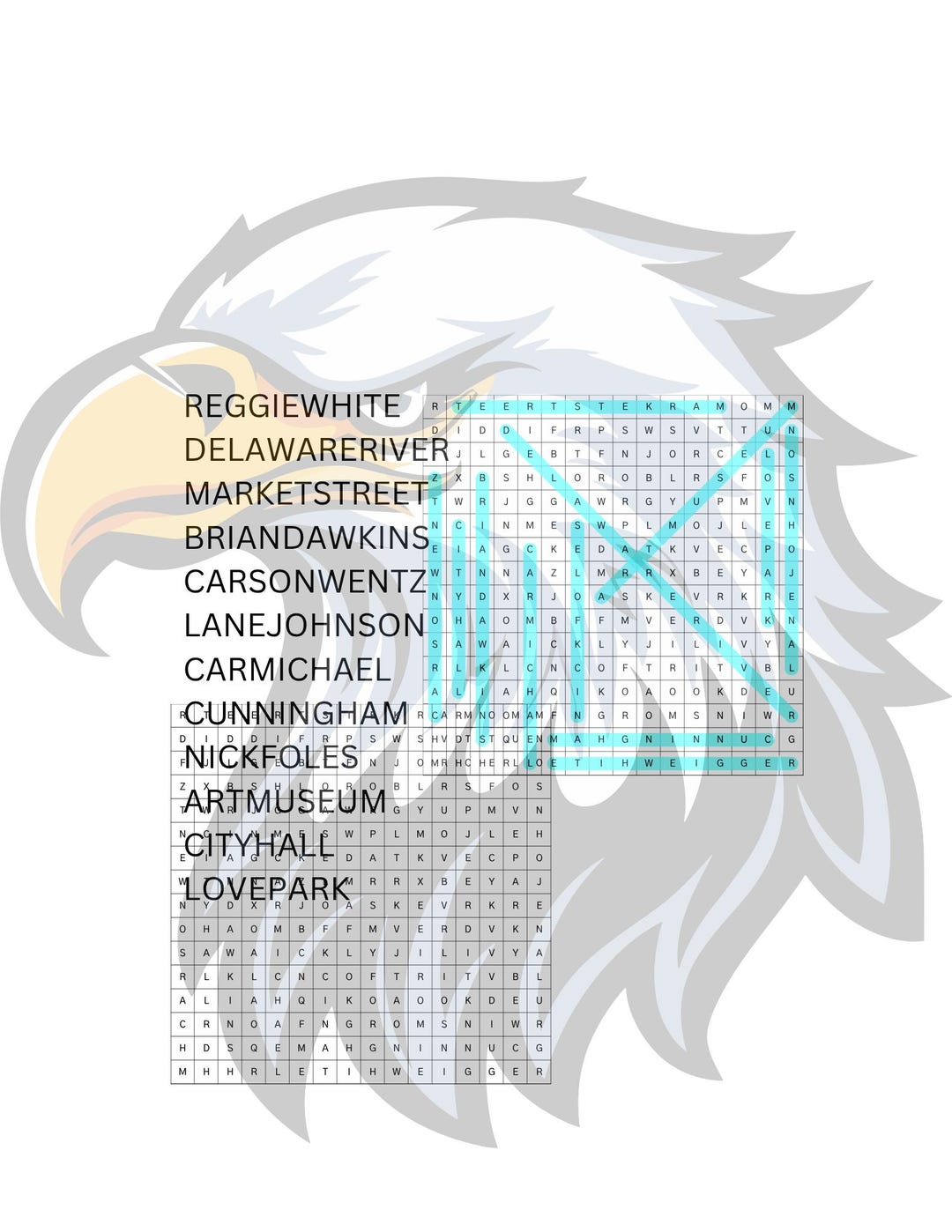 Philadelphia Eagles Word Search | Game Day Activity (printable) - Etsy