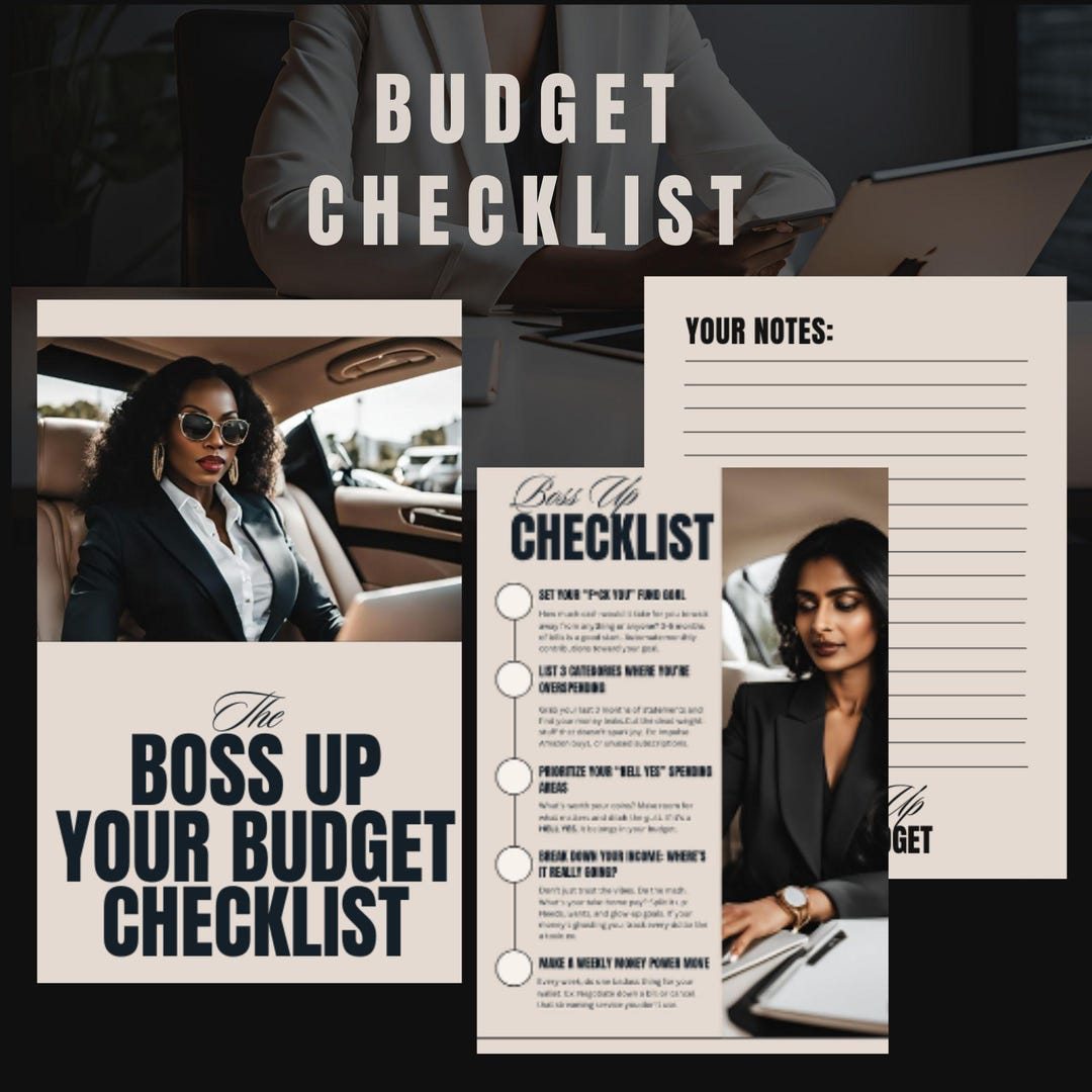 Budget Checklist for Young Women in Business, Daily Income Checklist ...