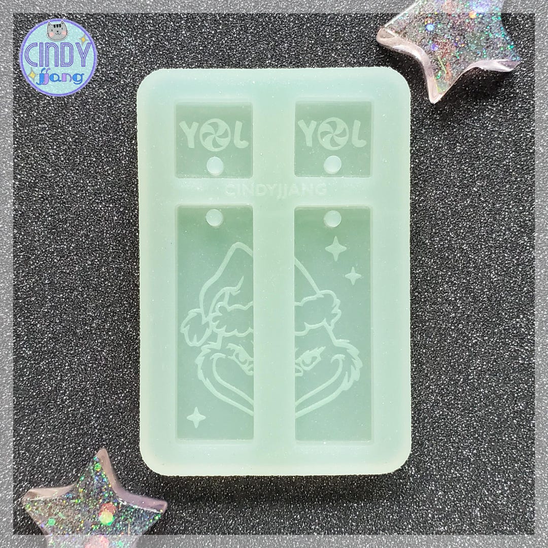 Christmas Green Evil Grin Rectangle Bar - Dangle Jewelry Earrings ...