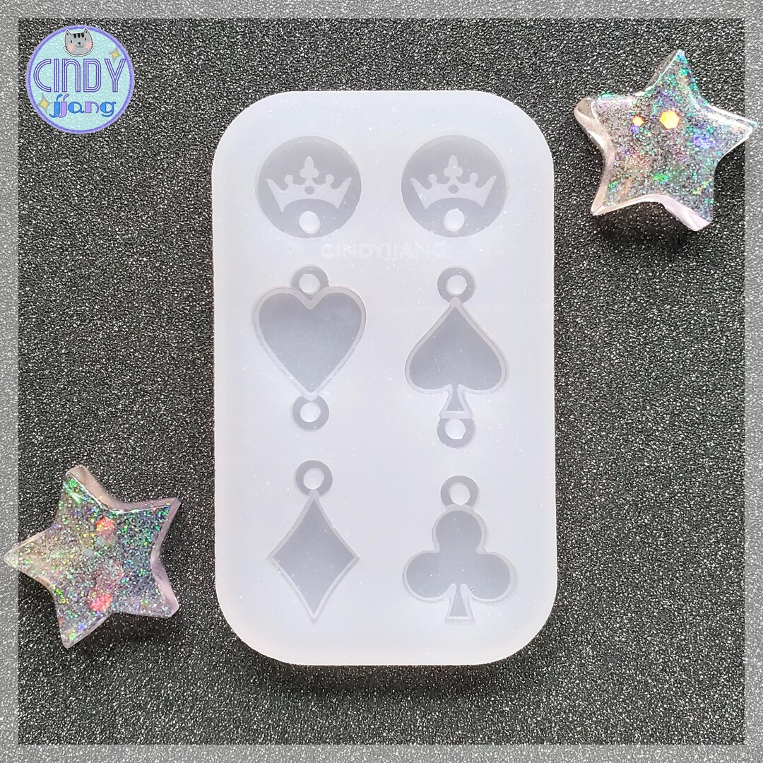 Playing Card • Symbols Chain • Dangle Drop Earrings Mold | Heart, Spade ...
