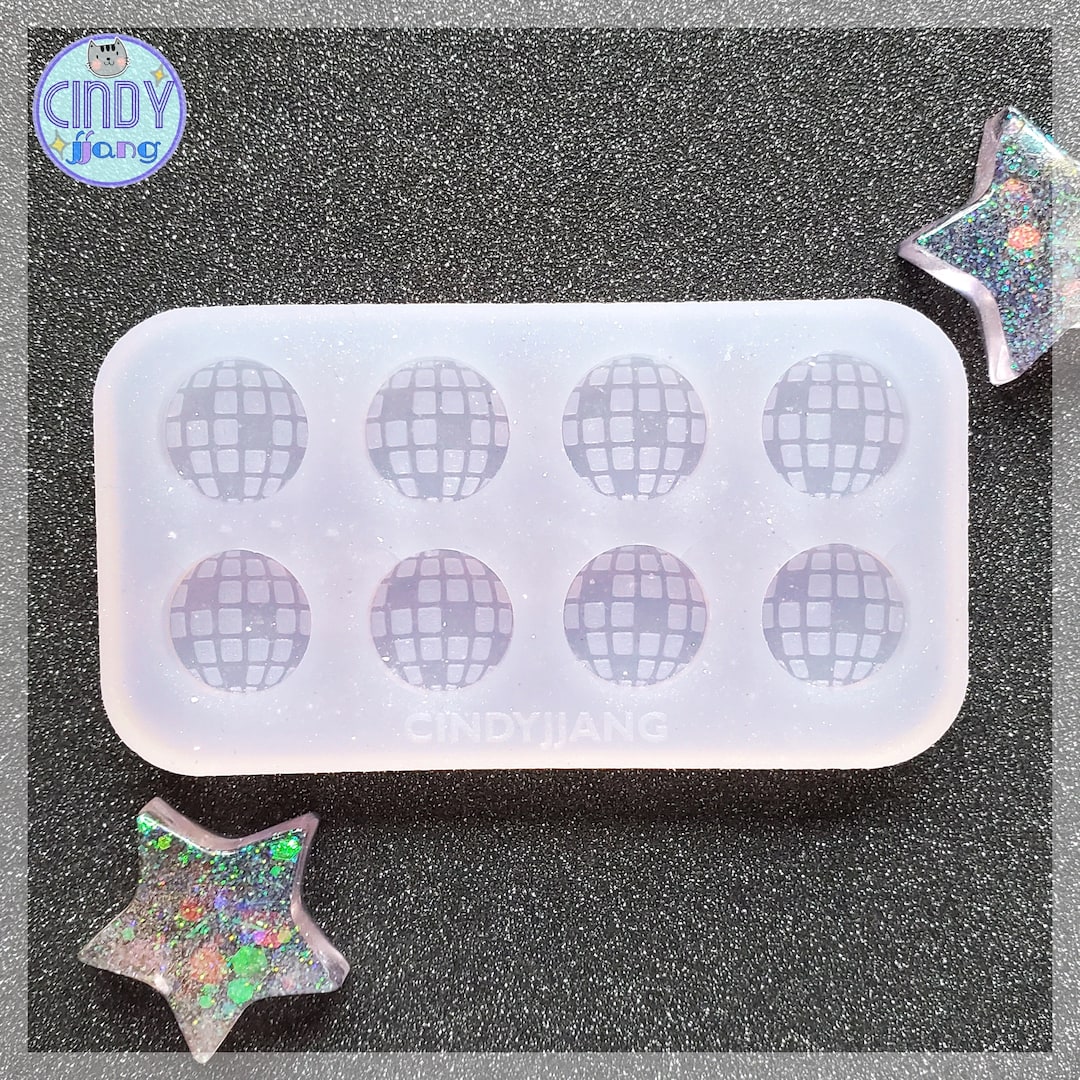 STUD Disco Ball Stud Earrings / Bits / Cabochon Mold Shiny Silicone Flat Cabochon Mold for Resin ...
