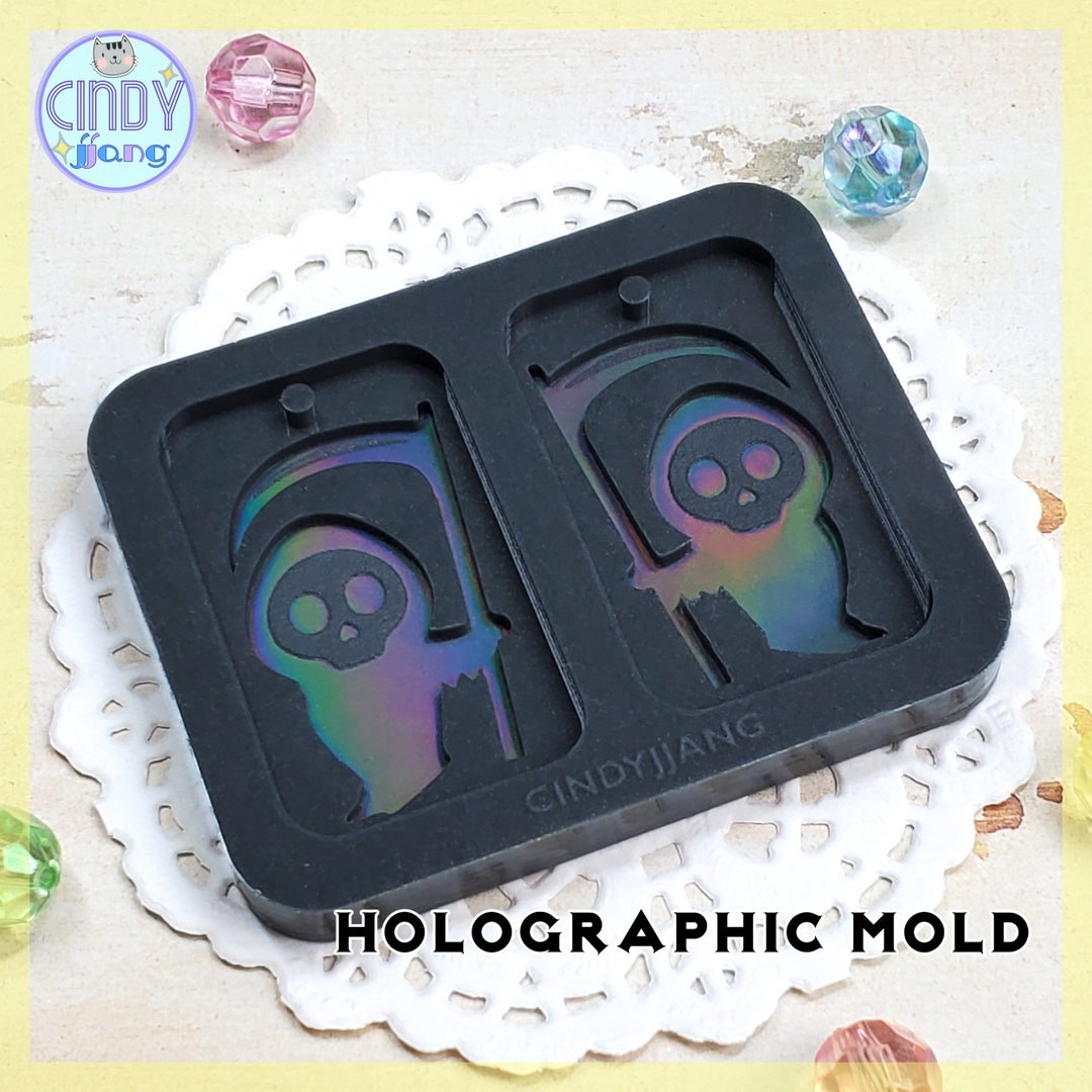Holographic • Etched Mold • Grim Reaper in Rectangle - Earring ...