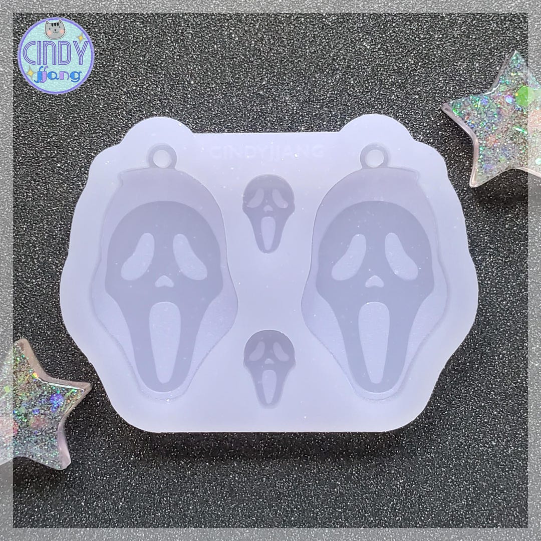 Ghost Horror Face Dangly Drop & Stud Earring Mold | Shiny Silicone Mold ...