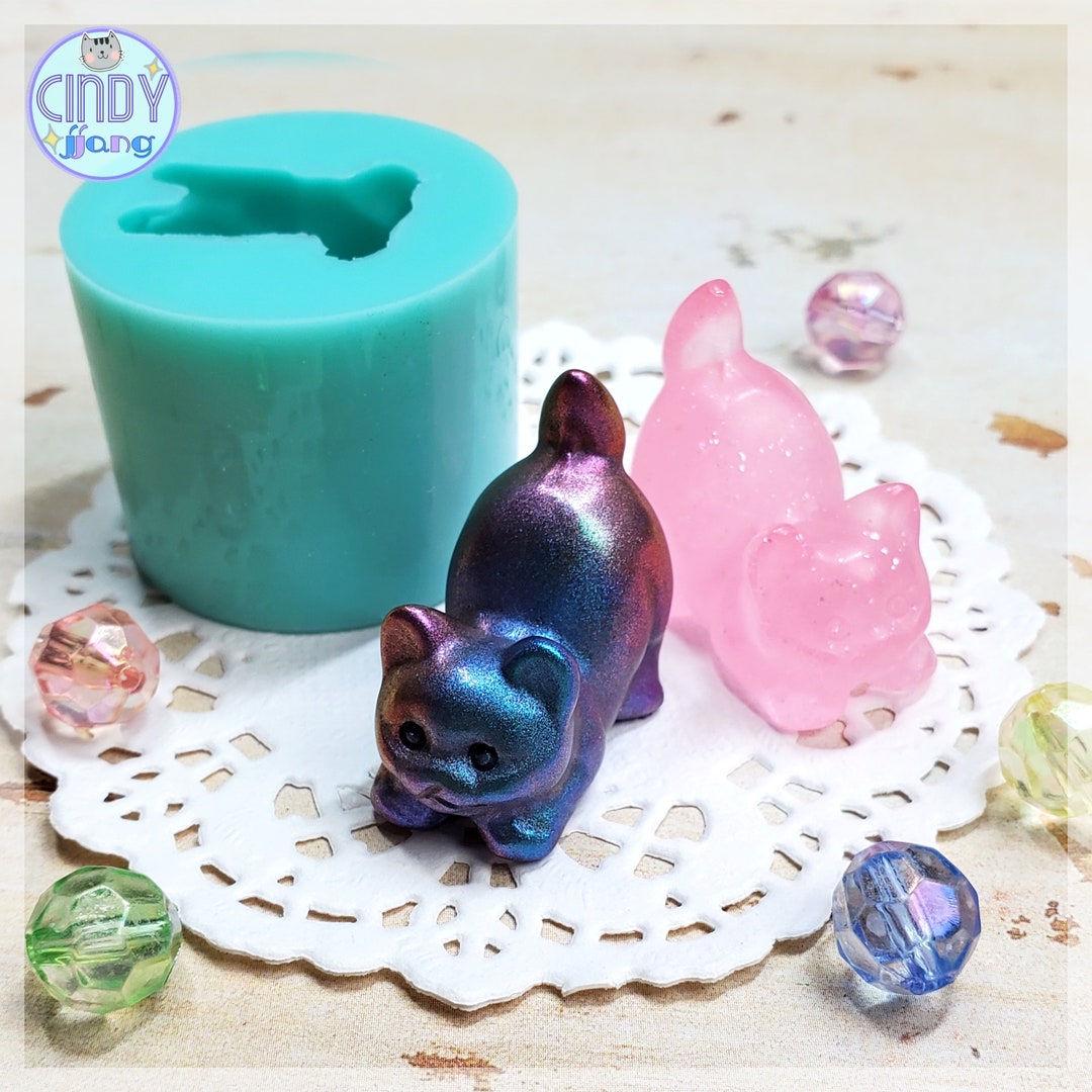 3D MOLD - Cute Stretching Cat Silicone Mold - Sweet Kitty Kitten Pet ...