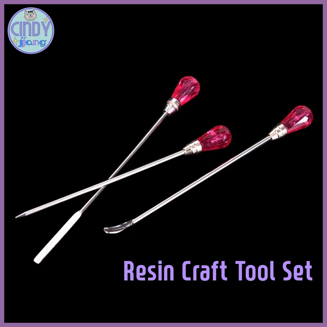 Resin Craft Tool Set - Set of 3 • Rose Pink • Stirring Stick, Needle ...