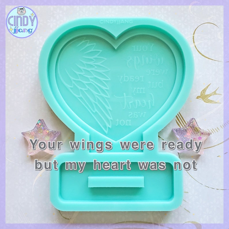 Memorial Heart Plaque Mold With Angel Wings | “your Wings Were Ready ...