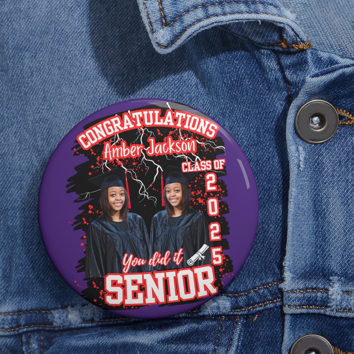 Custom Grad Buttons 2025 Graduation Class of 2025 Congratulation Family ...